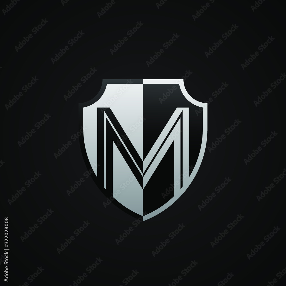 Initial letter M in the shield, Letter M Shield Icon Stock Vector ...