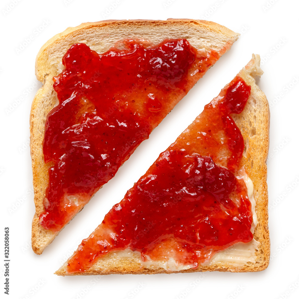Toast with butter and jam. Stock Photo | Adobe Stock