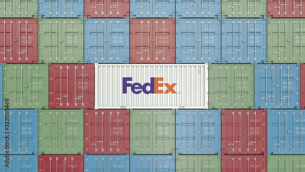 Container with FedEx corporate logo. Editorial 3D rendering Stock ...