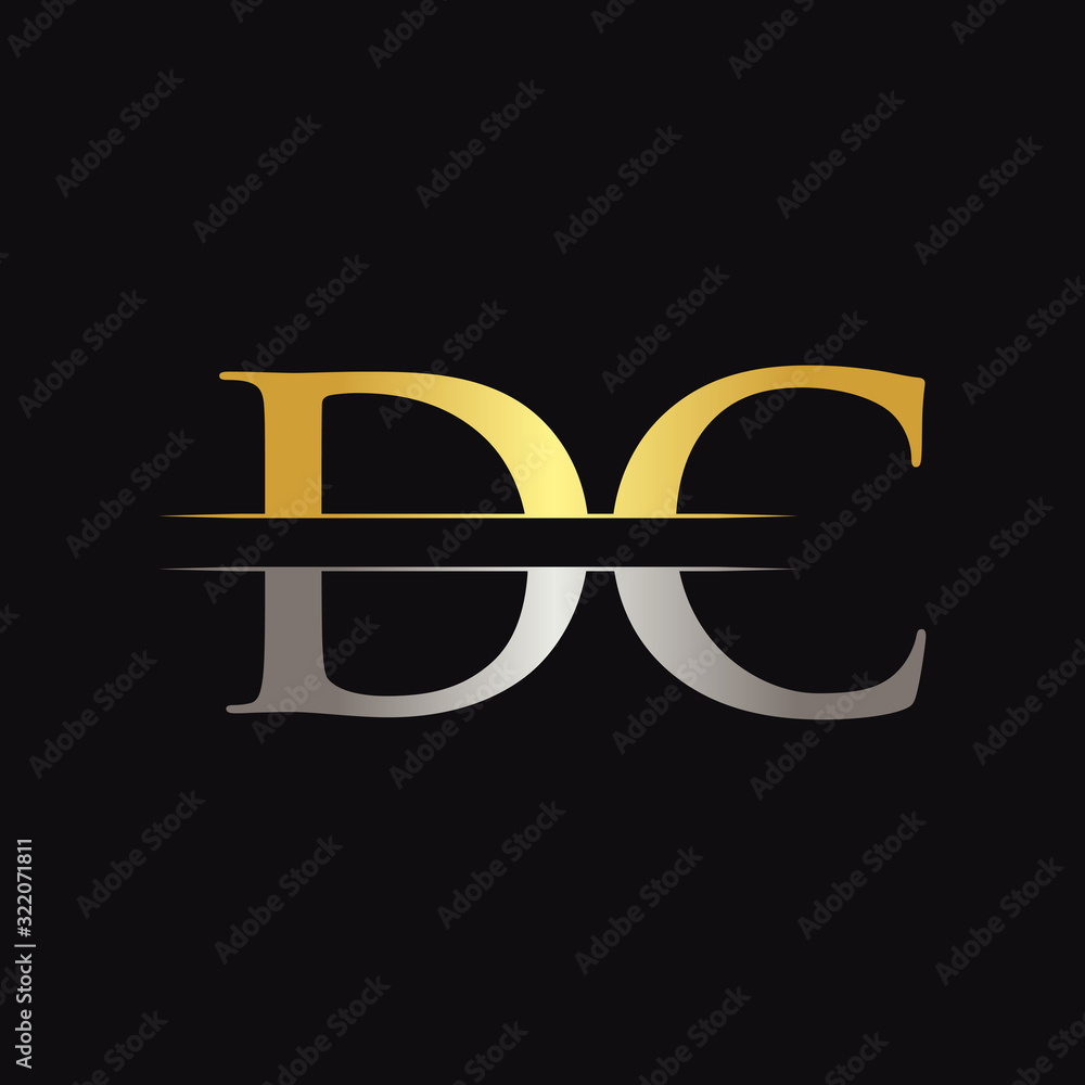 Initial DC Letter Logo Design Vector With Gold and Silver Color.. DC Logo Design Stock Vector ...