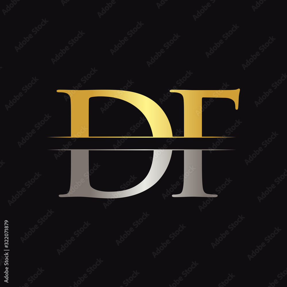 Initial DF Letter Logo Design Vector With Gold and Silver Color.. DF ...
