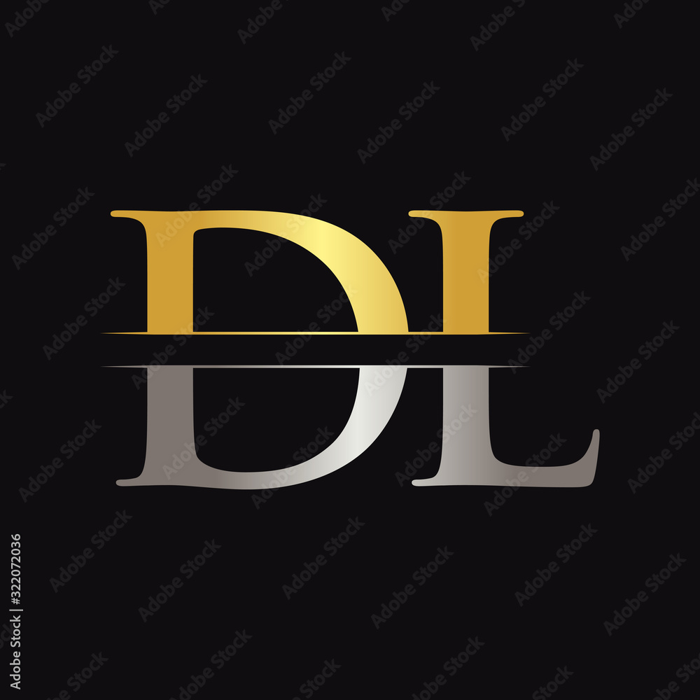 Initial DL Letter Logo Design Vector With Gold and Silver Color.. DL ...