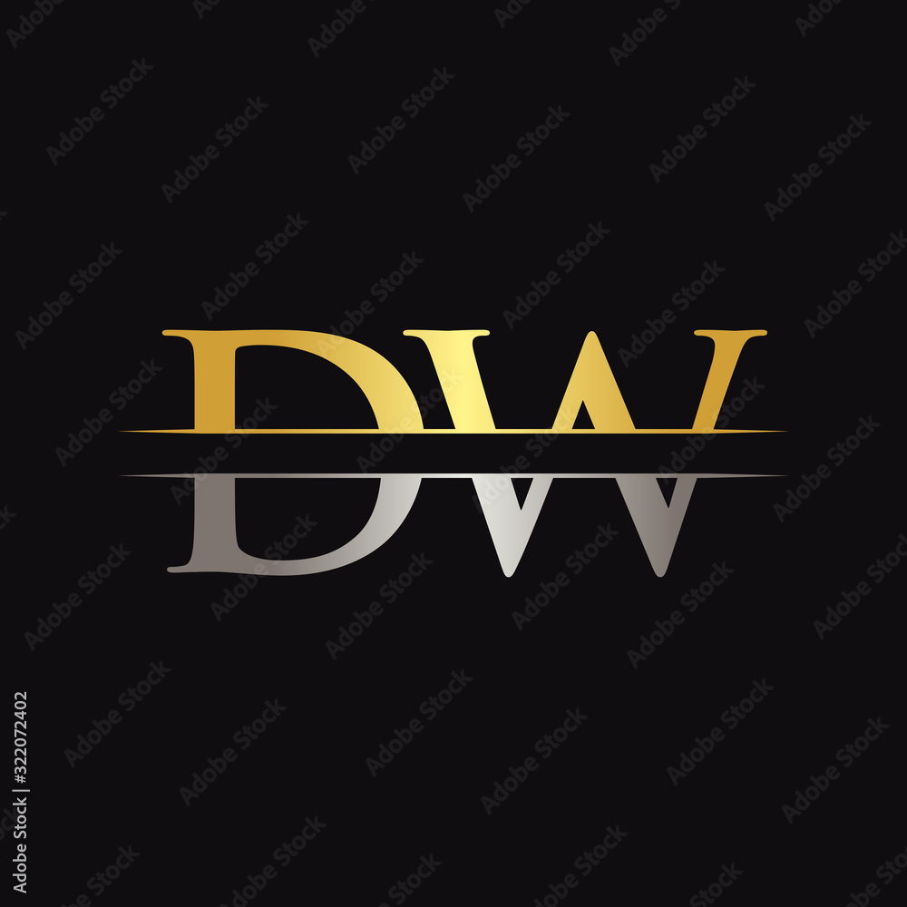 Vetor de Initial DW Letter Logo Design Vector With Gold and Silver ...