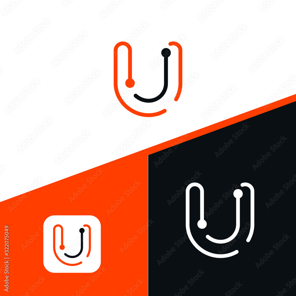 Letter U logo Design,Technology and digital dot connection logo vector ...