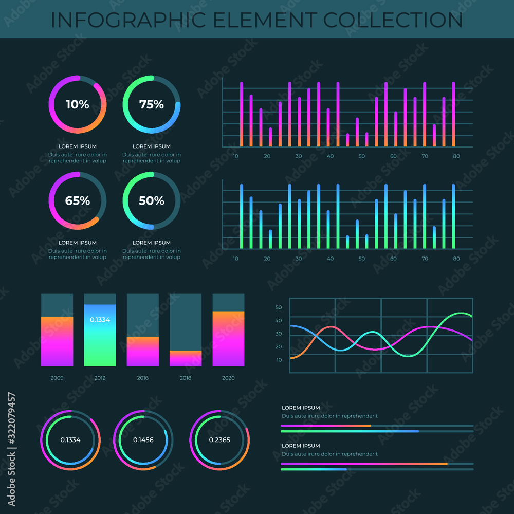 Gradient business infographic diagram set, annual report template, web ...