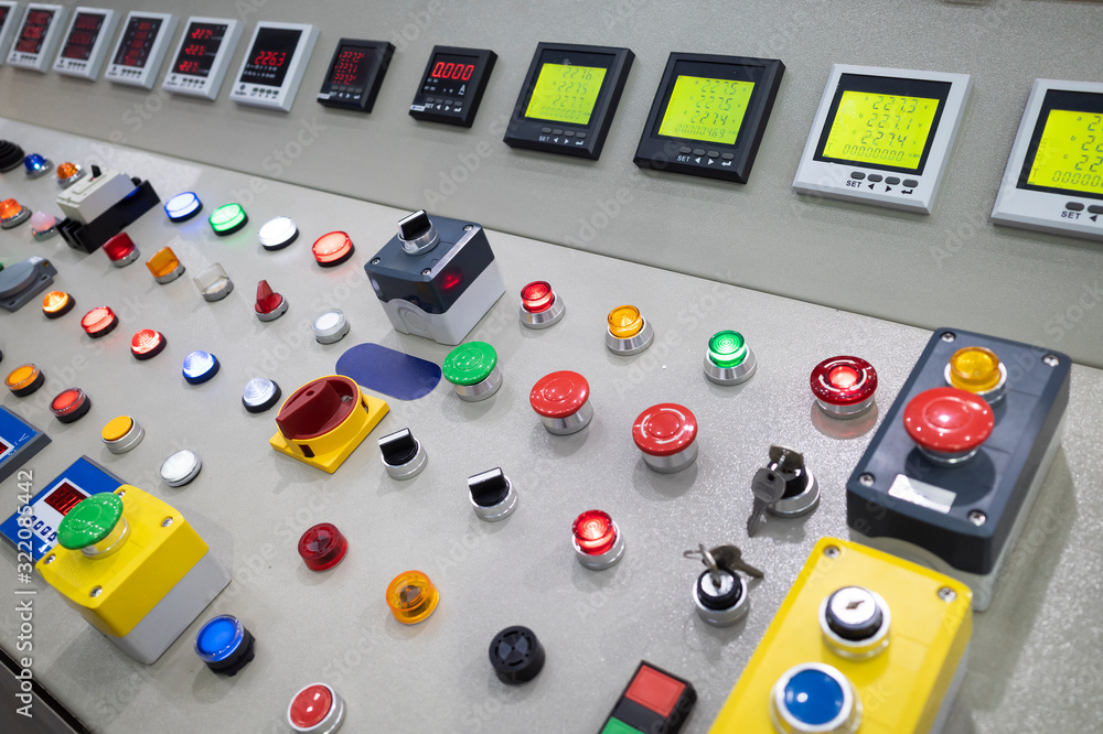 key swithc, selector switch, Push button swithc, sign light Stock Photo ...