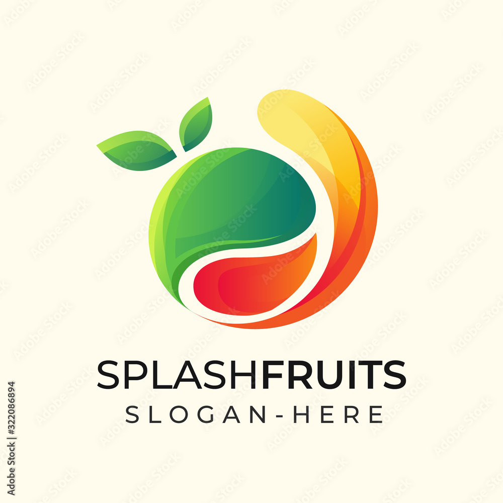 Splash Fruit Logo Design Template vector de Stock | Adobe Stock