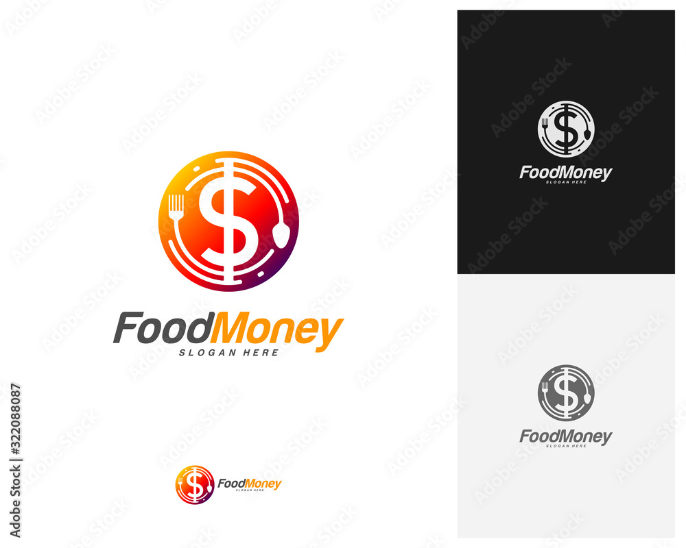Creative Food Money logo design vector. Restaurant, food court, cafe ...