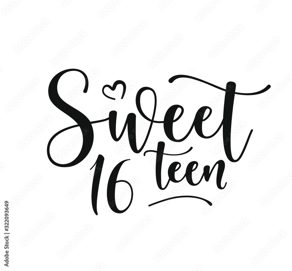 Vecteur Stock Sweet 16teen. Happy Birthday lettering sign. Design ...