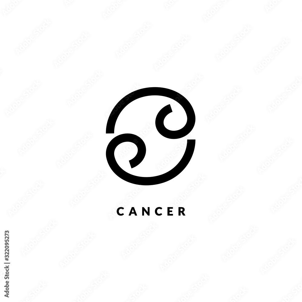 Zodiac cancer line sign. Astrology icon isolated on white background ...