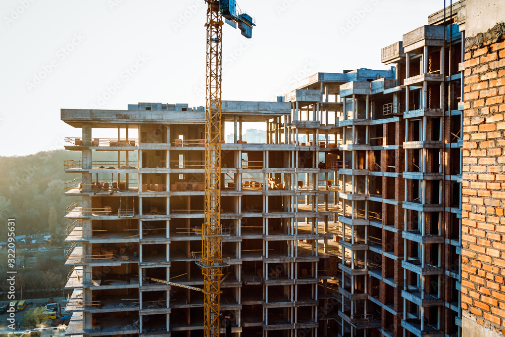 Construction of a high-rise building. Construction site in the city ...