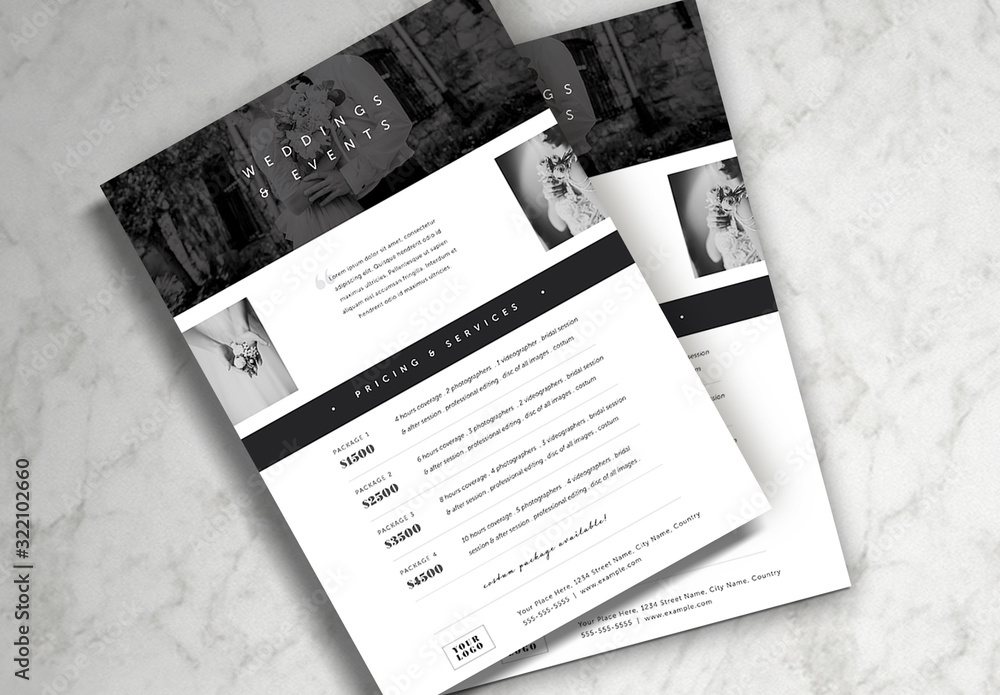 Black and White Pricing Guide Layout Stock Template | Adobe Stock