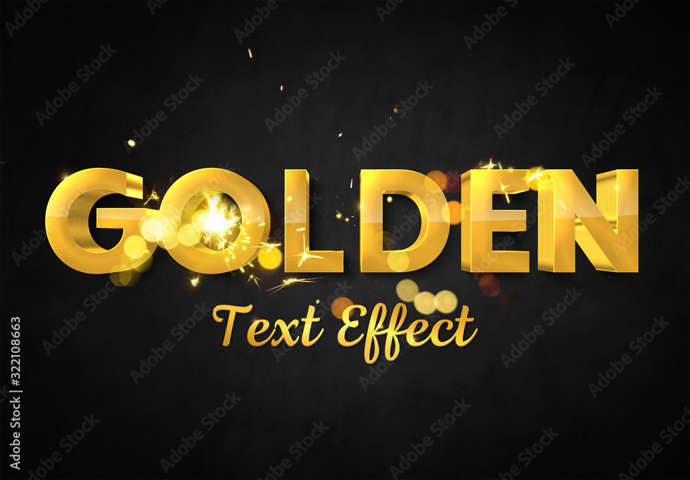 3D Gold Text Effect with Spark Elements Stock Template | Adobe Stock