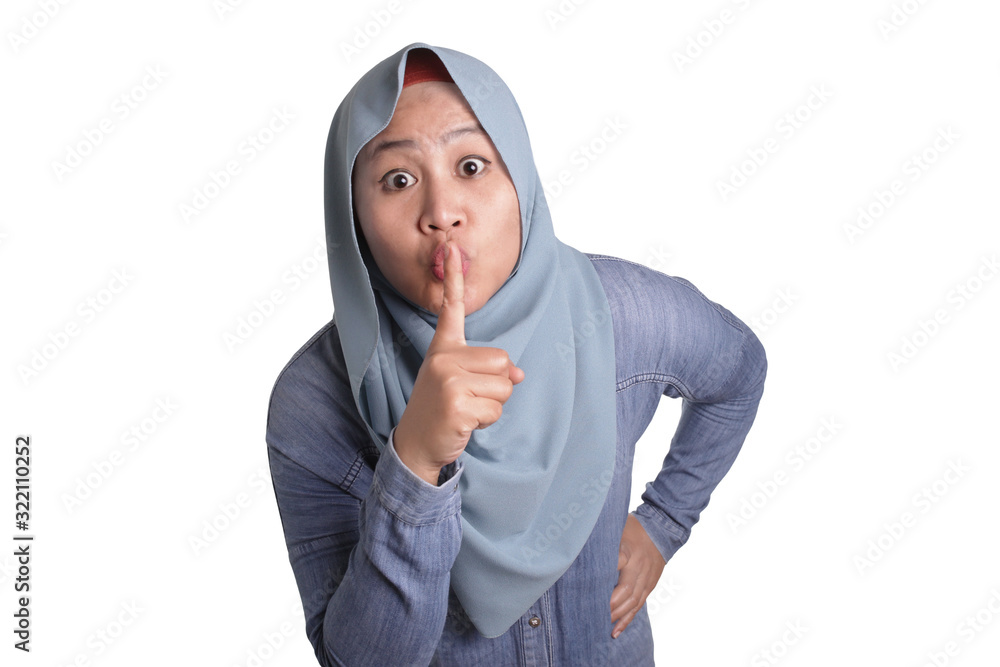 Muslim Lady Shushing Gesture Stock Photo | Adobe Stock