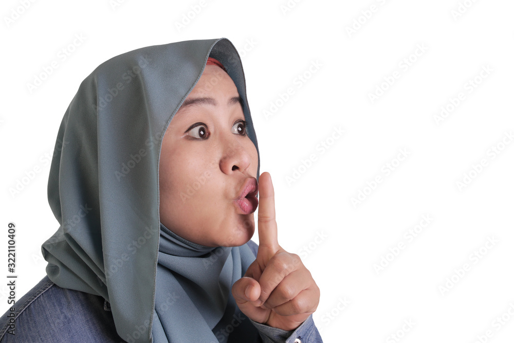 Muslim Lady Shushing Gesture Stock Photo | Adobe Stock