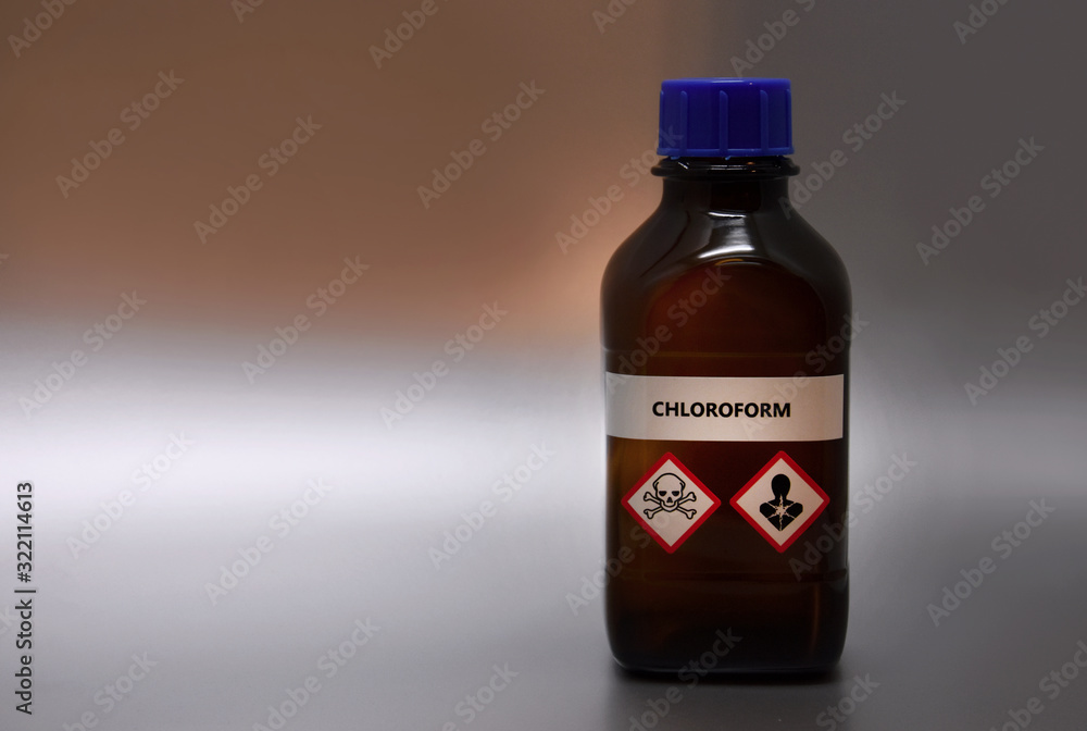 Chloroform in brown laboratory bottle stock images. A bottle of ...