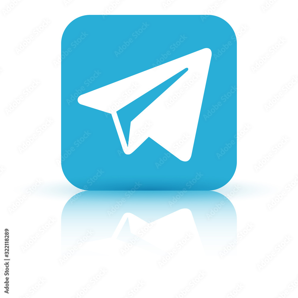 VORONEZH, RUSSIA - JANUARY 31, 2020: Telegram logo light blue square ...