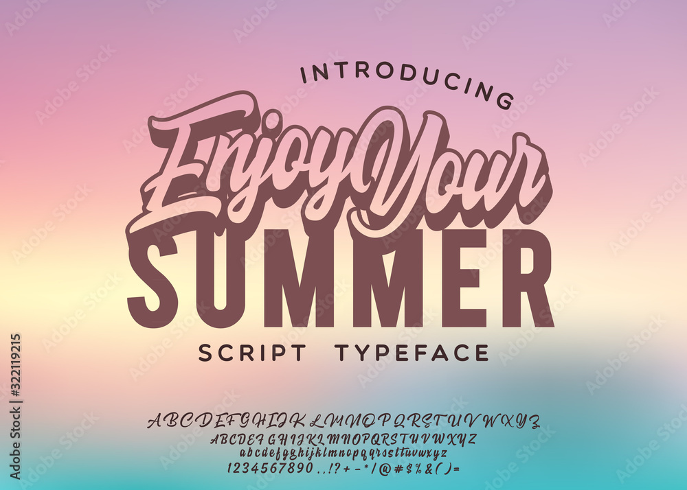 Enjoy your summer. Hand made script font. Vacation summer time. Waikiki ...