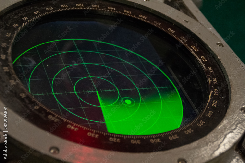 Green military radar screen with unknown target dot - Safety equipment ...