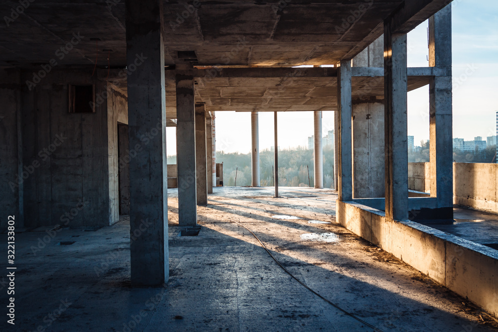 Construction of a high-rise building. The construction site. Stock ...