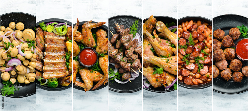 Collage. Set of world cuisine dishes. Food assortment. Stock Photo ...