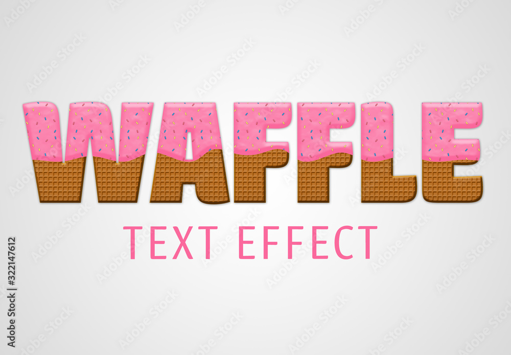 Waffle Text Effect Mockup with Pink Frosting and Color Chips Topping ...