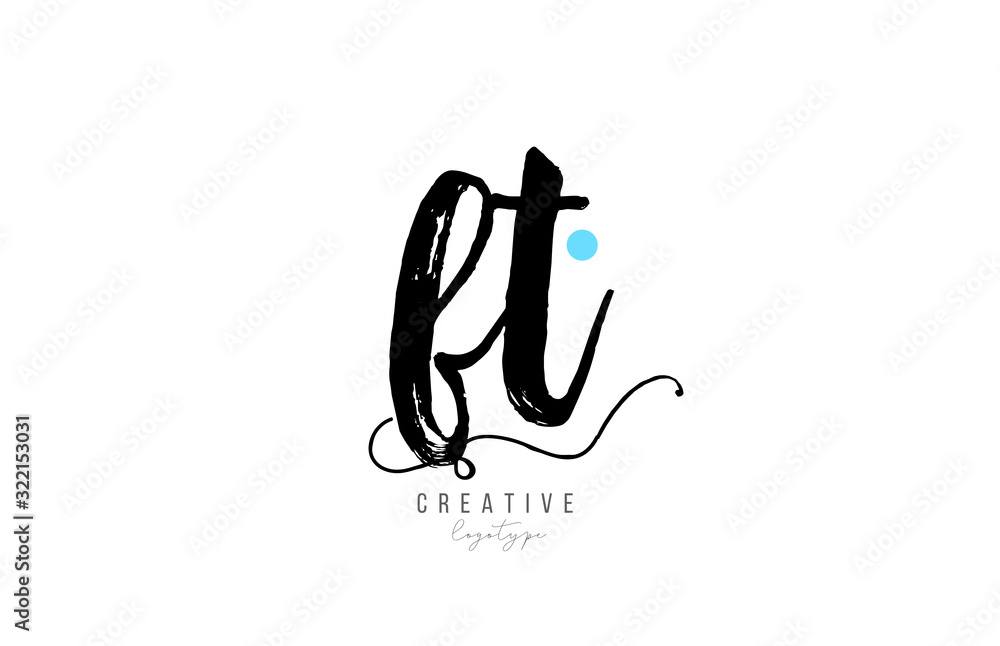 ft f t vintage letter alphabet combination logo icon handwritten design ...