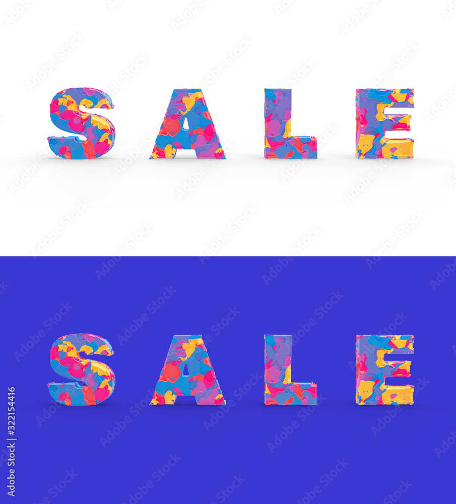 Stylized word text SALE, abstract good texture, there is a shadow. Two ...