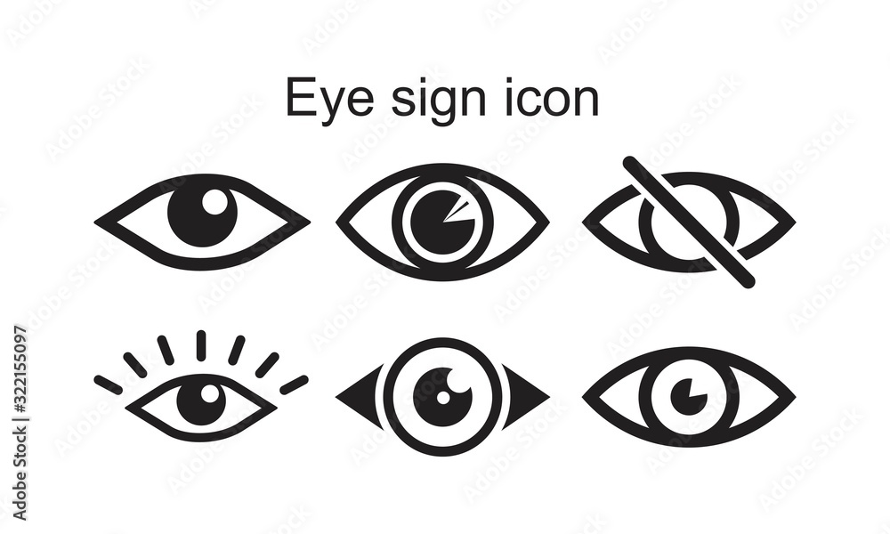 Eye Sign Icon template black color editable. Eye Sign Icon symbol Flat ...