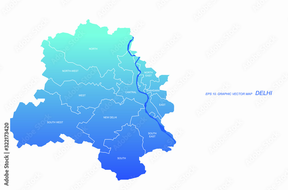 graphic vector map of delhi. map of india in asia. india map. Stock ...
