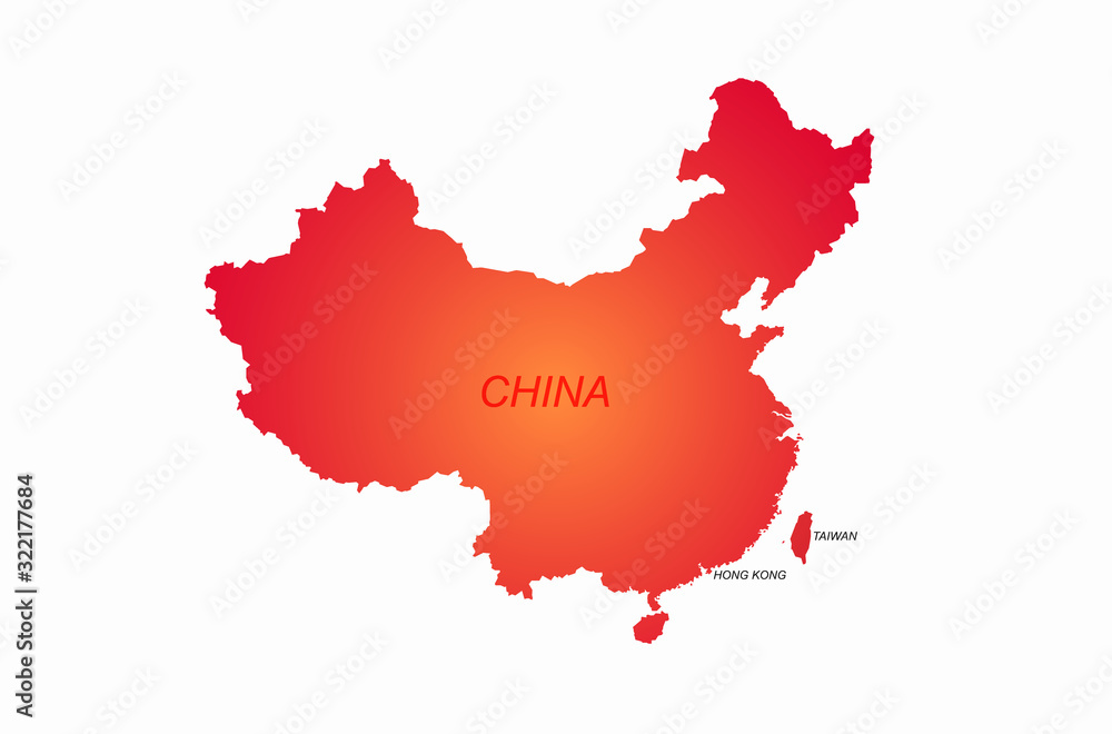 china map. background vector of chinese boundary. asia countries map ...