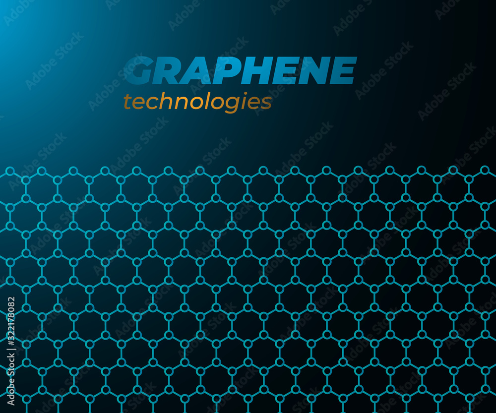 Graphene modern background with hexagonal grid. Structure of graphene ...