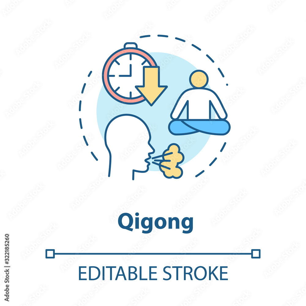 Qigong concept icon. Alternative medicine, oriental therapy idea thin ...