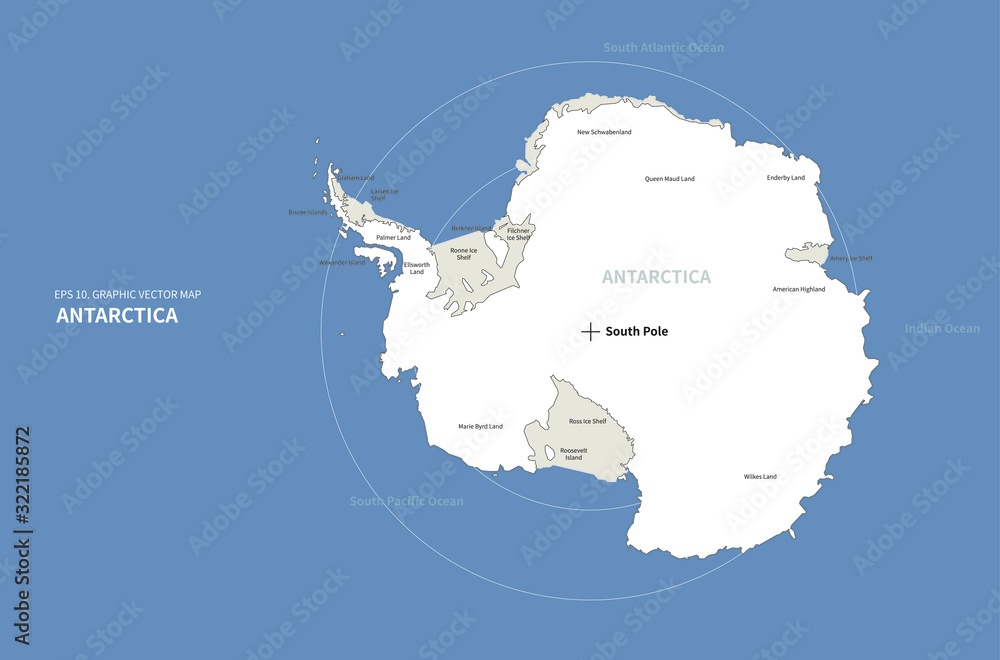 graphic vector map of antarctica. antarctica map. world map. Stock ...
