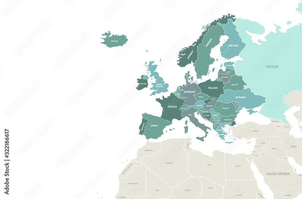 countries design vector of europe map. world map. eu map infographic ...