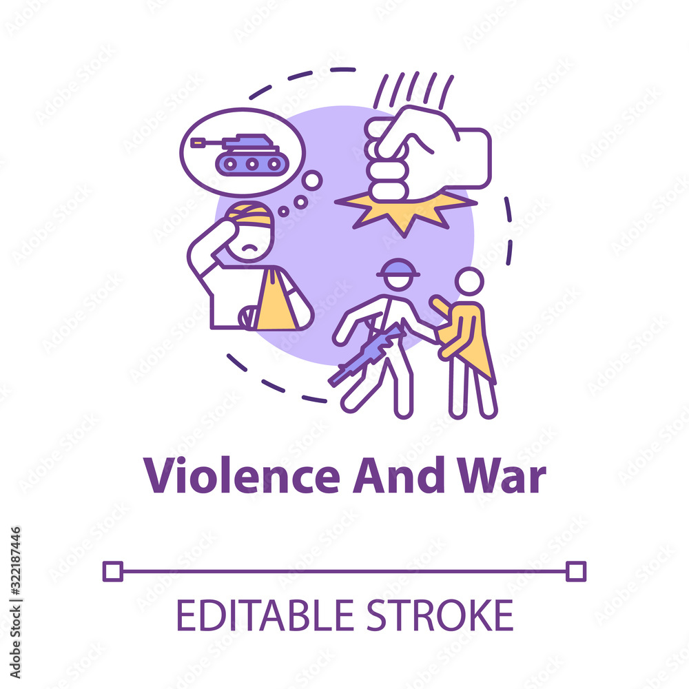 Violence and war concept icon. Offence, law violation, armed conflict ...