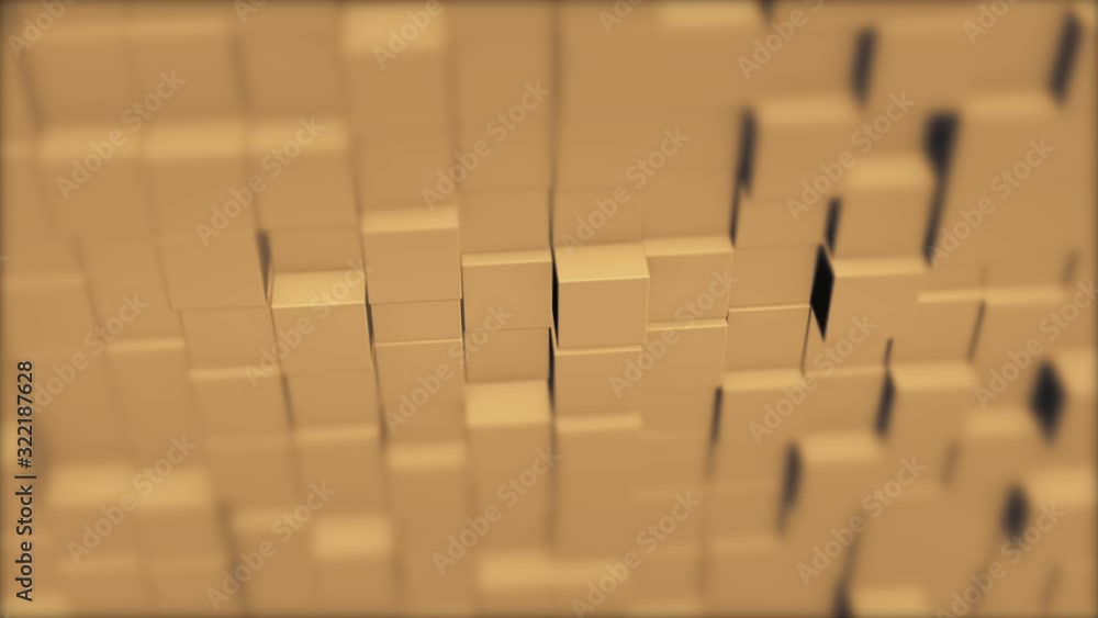 Animation of wall consisting of creamy cubes moving forward and ...