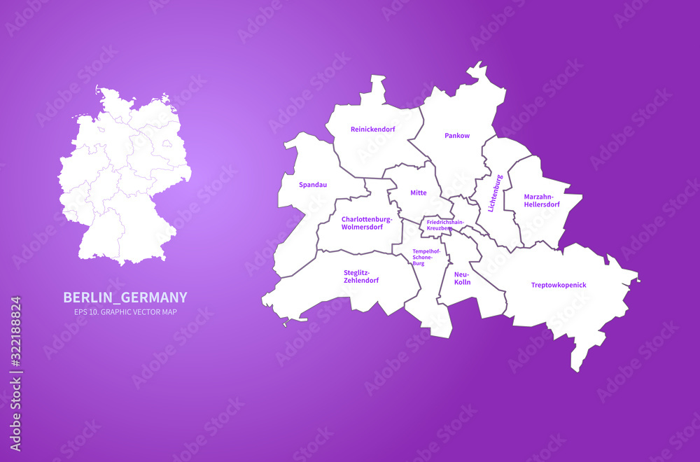 graphic vector map of berlin, germany. berlin map. germany map. Stock ...