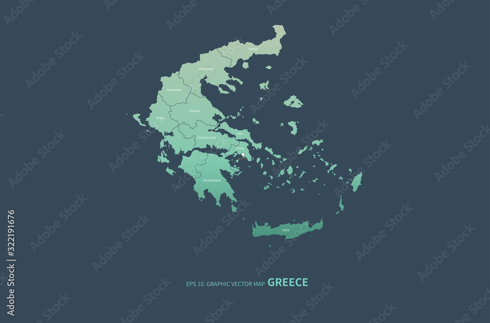greece map. high quality greece vector map of world. europe countries ...
