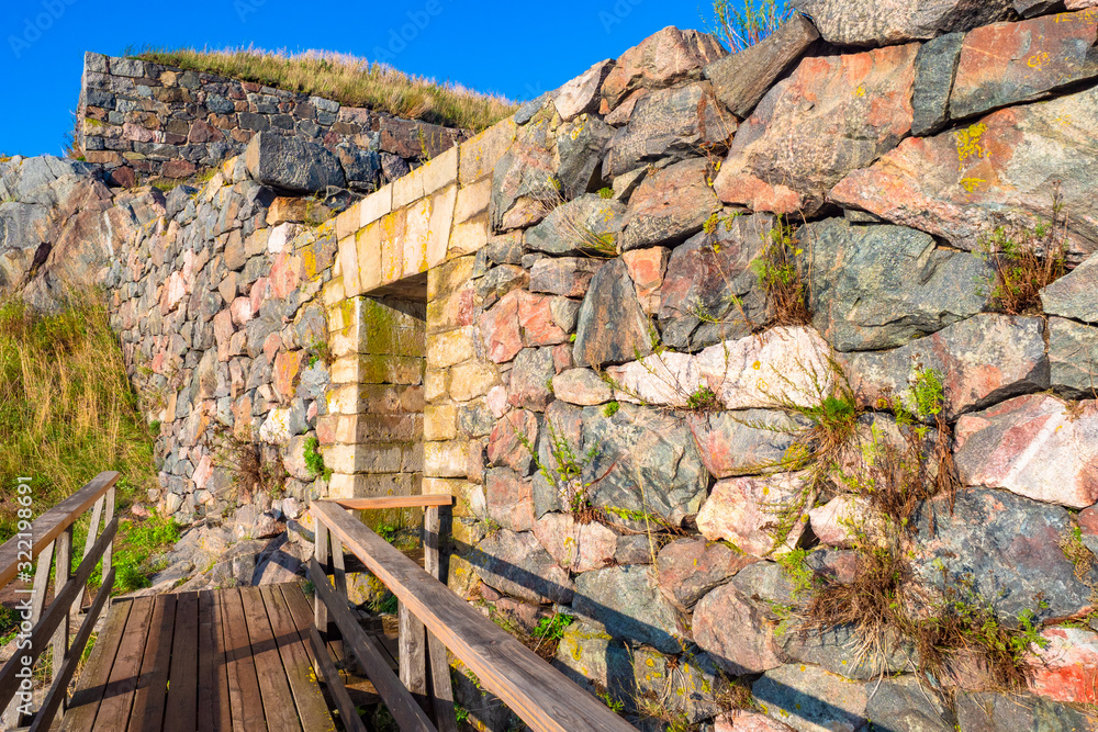 Finland. Wall of the fortress Sveoborg. Finnish fortress near the ...