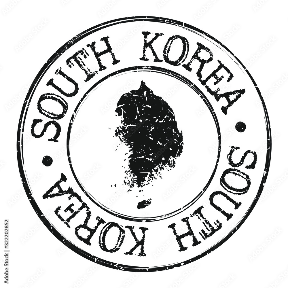 South Korea Silhouette Map. Postal Passport Stamp Round Vector Icon ...