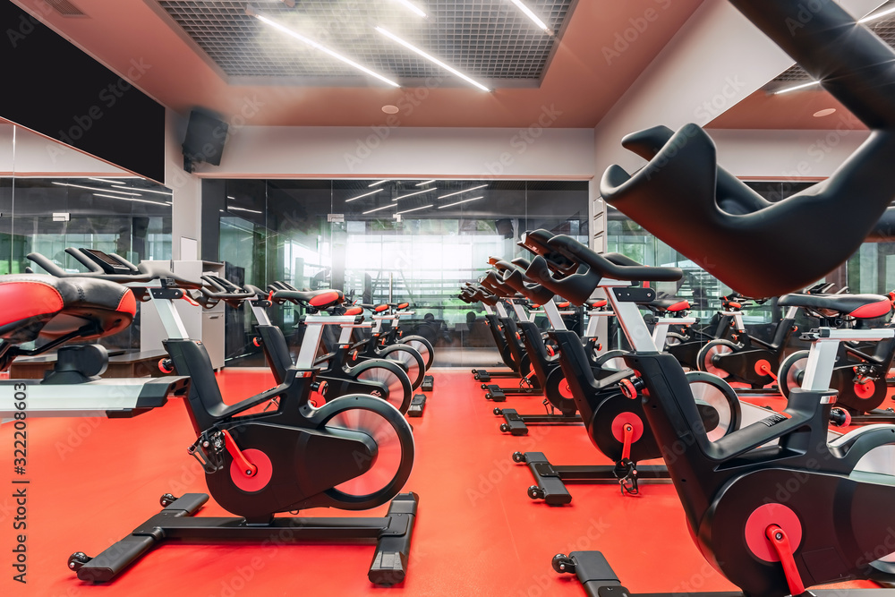 Stationary Spinning bicycles. Indoor cycling for lifestyle design ...