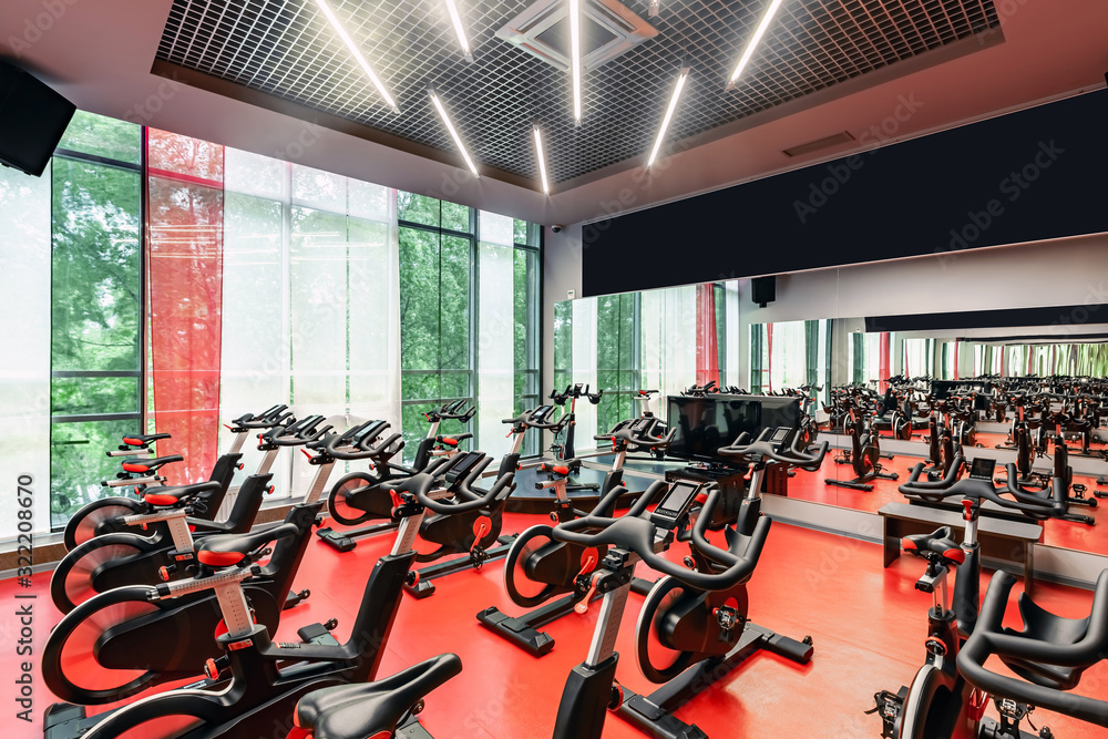 Stationary Spinning bicycles. Indoor cycling for lifestyle design ...