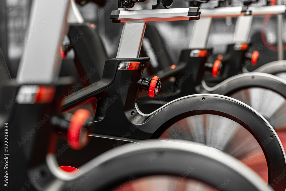 Stationary Spinning bicycles. Indoor cycling for lifestyle design ...