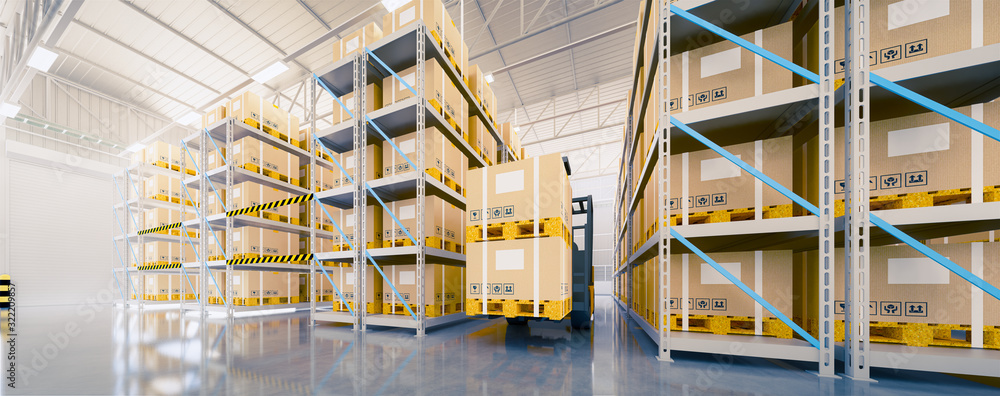 Warehouse or industry building interior. known as distribution center ...
