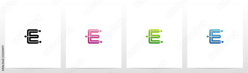 Connecting Dots On Letter Logo Design E Stock Vector | Adobe Stock