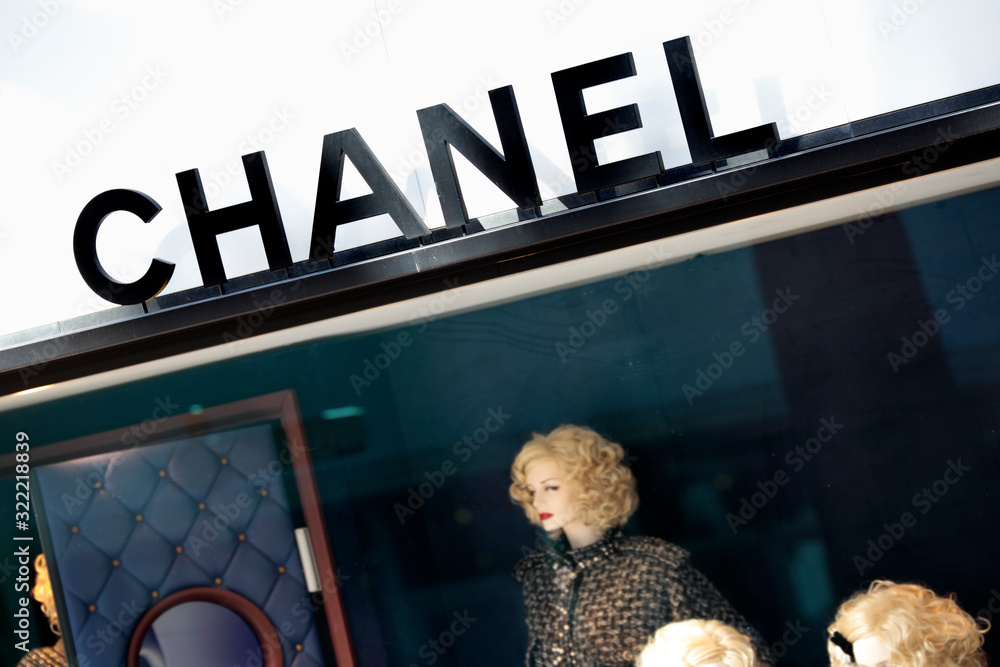 Chanel store sign window display Stock Photo | Adobe Stock