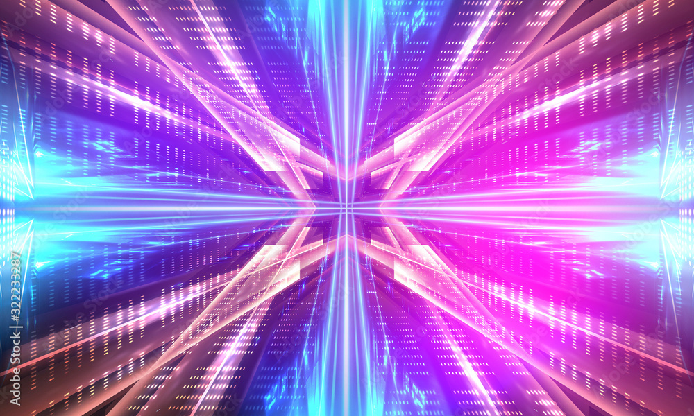 Ultraviolet abstract light. Diode tape, light line. Violet and pink ...