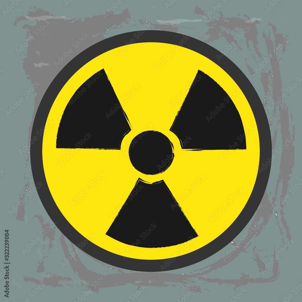 Vector nuclear radiation icon. Symbol of danger radioactive. Hazard ray ...