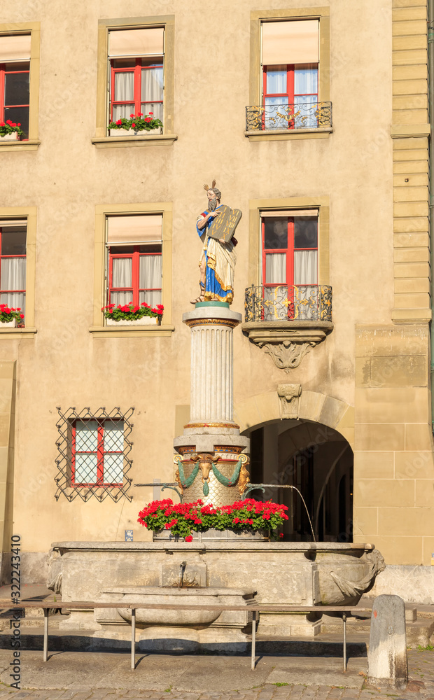 Bern, Switzerland. Fountain Moses (Mosesbrunnen). The first fountain ...